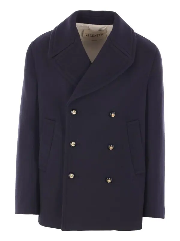 Valentino Garavani Double-breasted Long-sleeved Coat - Black