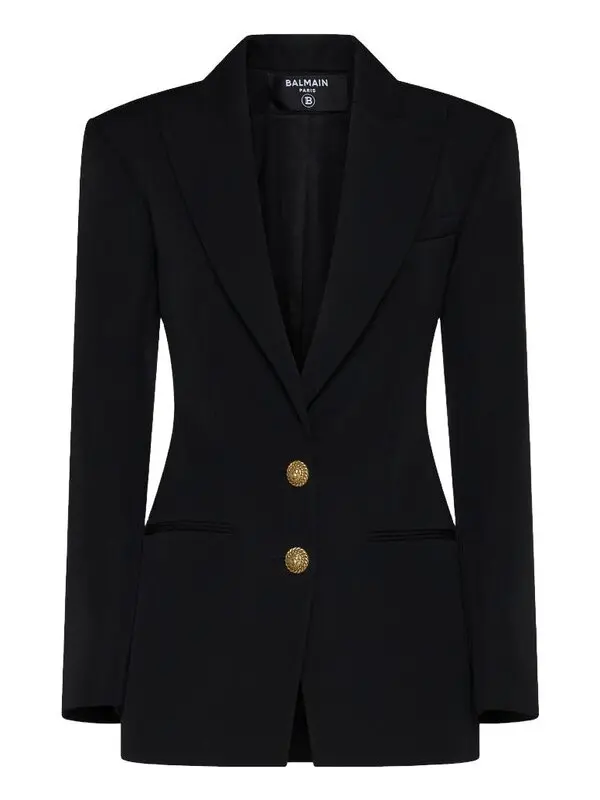Balmain Single-breasted Tailored Blazer With Lion Button Detail - Black