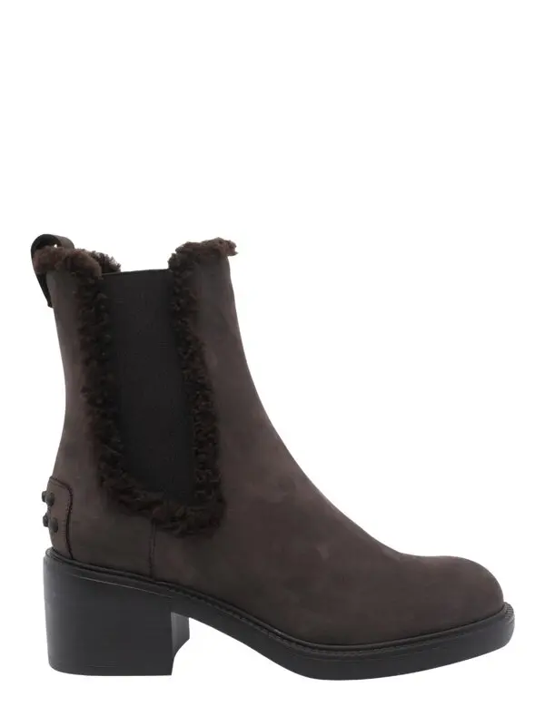 TOD'S Teddy Detailed High Heel Ankle Boots - Black