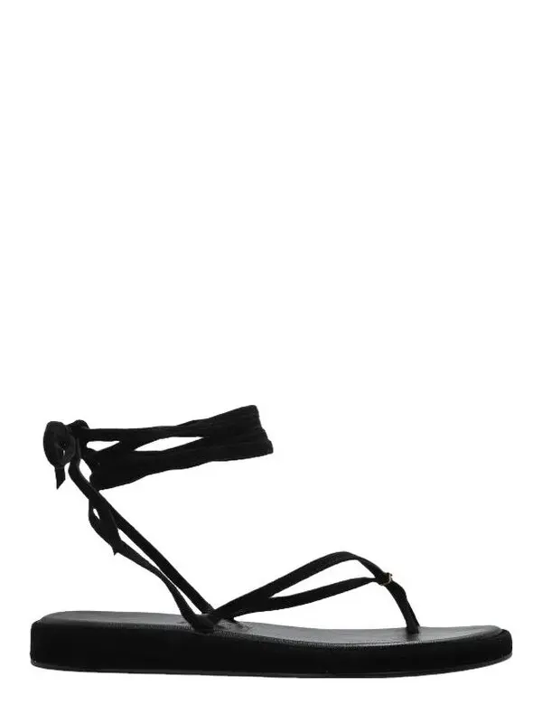 Tory Burch Suede Ankle Tie Sandals - Black