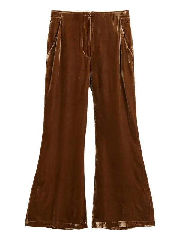 BY MALENE BIRGER Flared Velvet Trousers - Brown