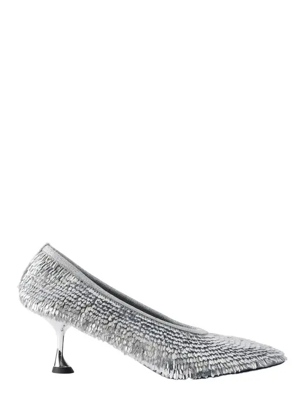 Proenza Schouler Sequined Mesh High Heel Pumps - Silver