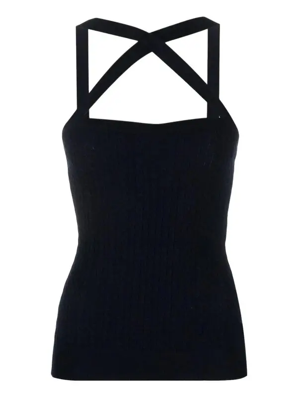 PATOU Cable Knit Halterneck Top - Black