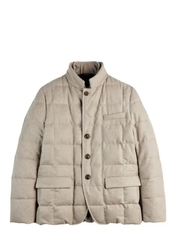 FAY Quilted Zip-closure Coat With Flap Pockets - Light Brown