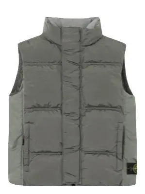 Stone Island Quilted Vest With Stand Collar - Dusty Gray