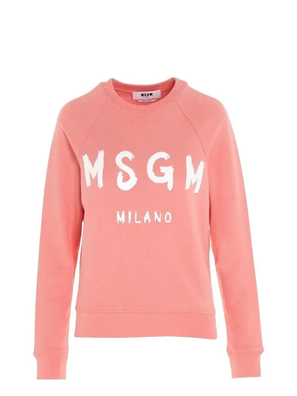 MSGM Logo Printed Crewneck Sweatshirt - Pink