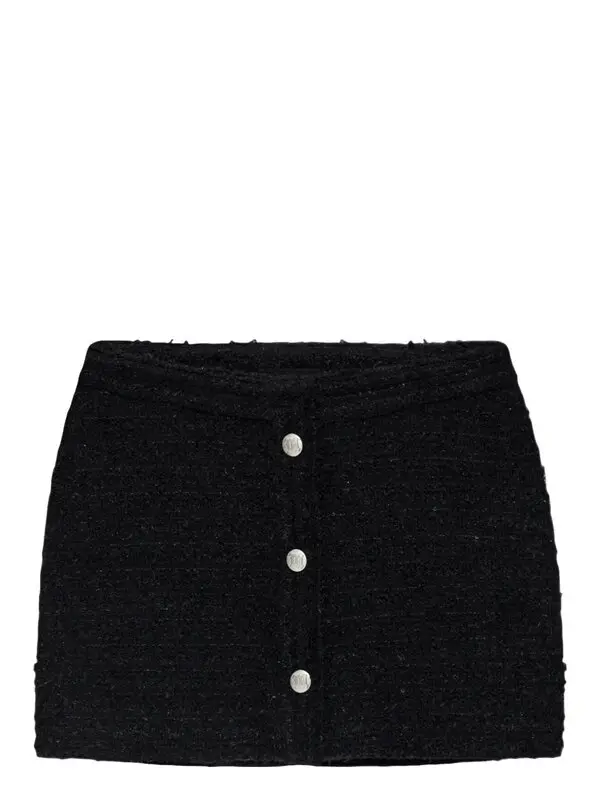 MISBHV Bouclé Mini Skirt With Embossed Logo Buttons - Black