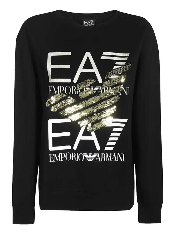 EA7 Logo Sequin Sweatshirt - Black