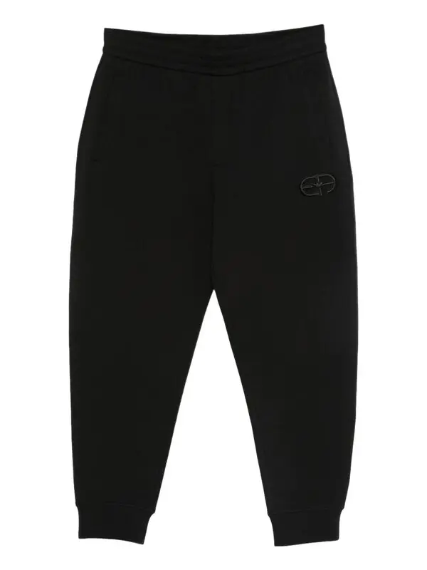 Emporio Armani Logo-embroidered Cuffed Track Pants - Black