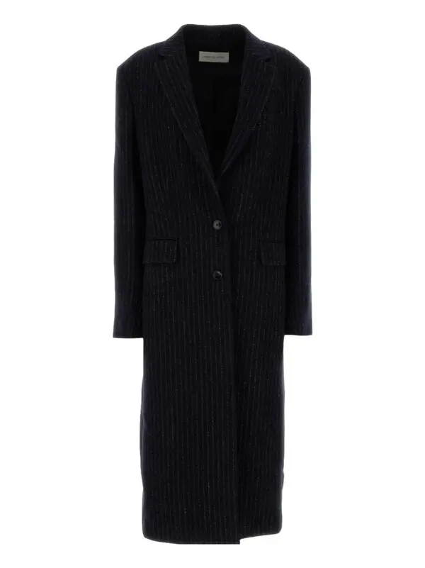 Dries Van Noten Striped Long Coat - Black