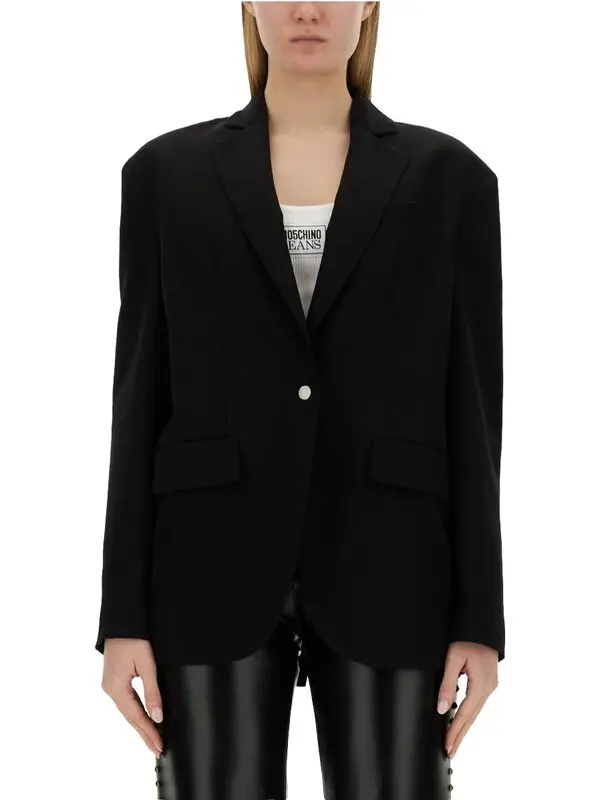 Moschino Single-breasted Blazer With Notch Lapel - Black