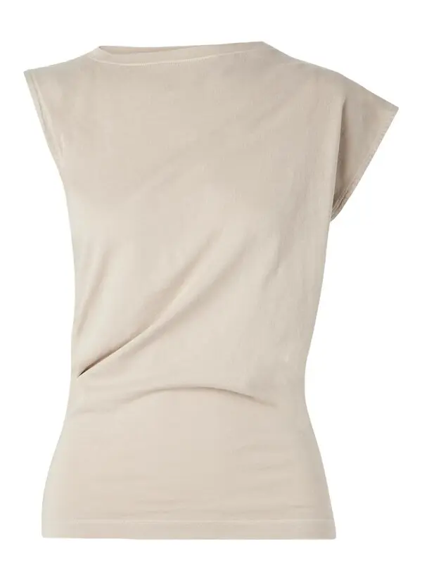 AGOLDE Beth Draped Organic Cotton-jersey T-shirt - Nude