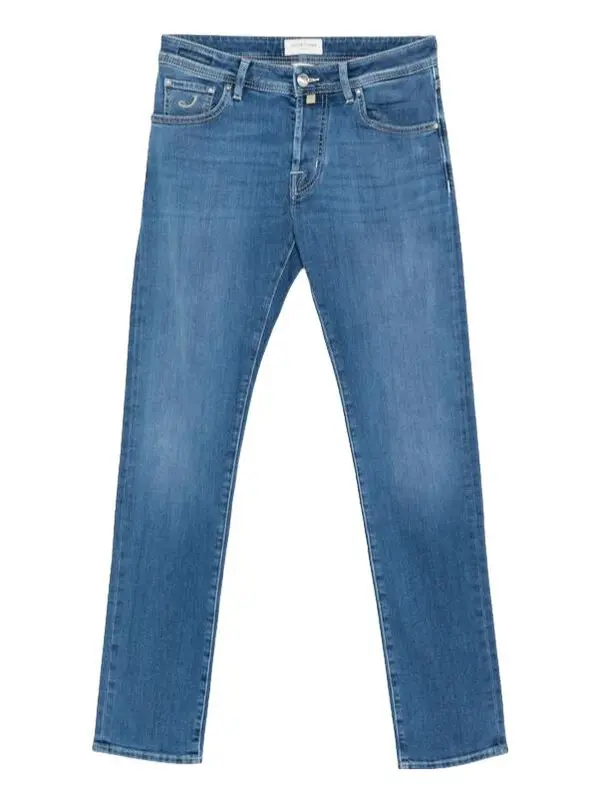 Jacob Cohen Straight Leg Jeans With Logo Embroidery - Light Blue