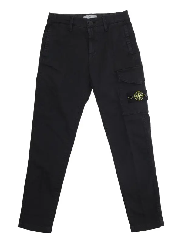 Stone Island Cotton Cargo Trousers - Black