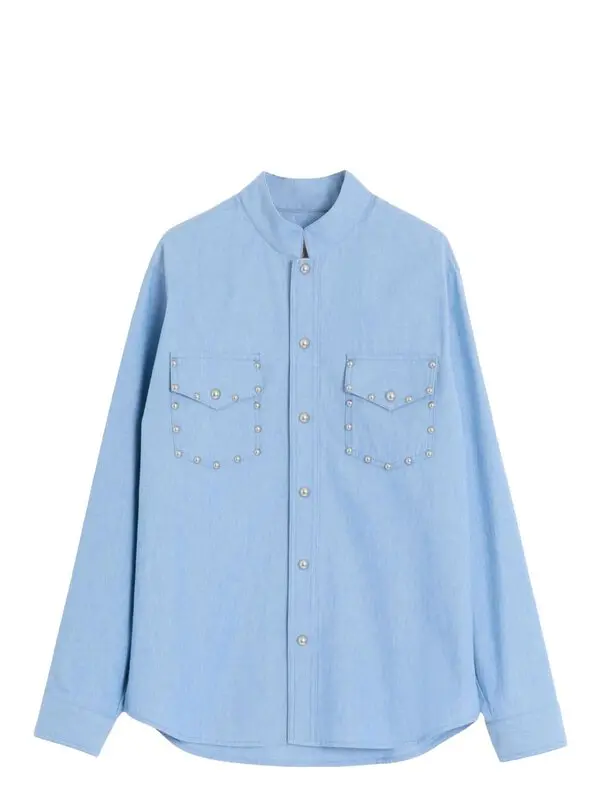Valentino Garavani Denim Shirt With Cabochons - Blue