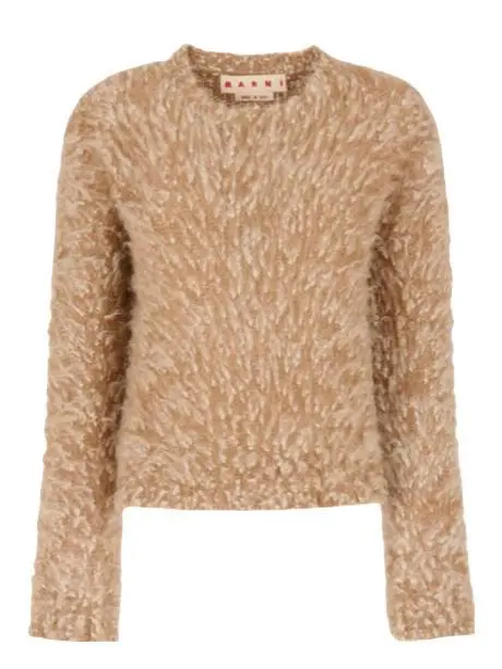 Marni Bouclé Alpaca Blend Crewneck Jumper - Caramel
