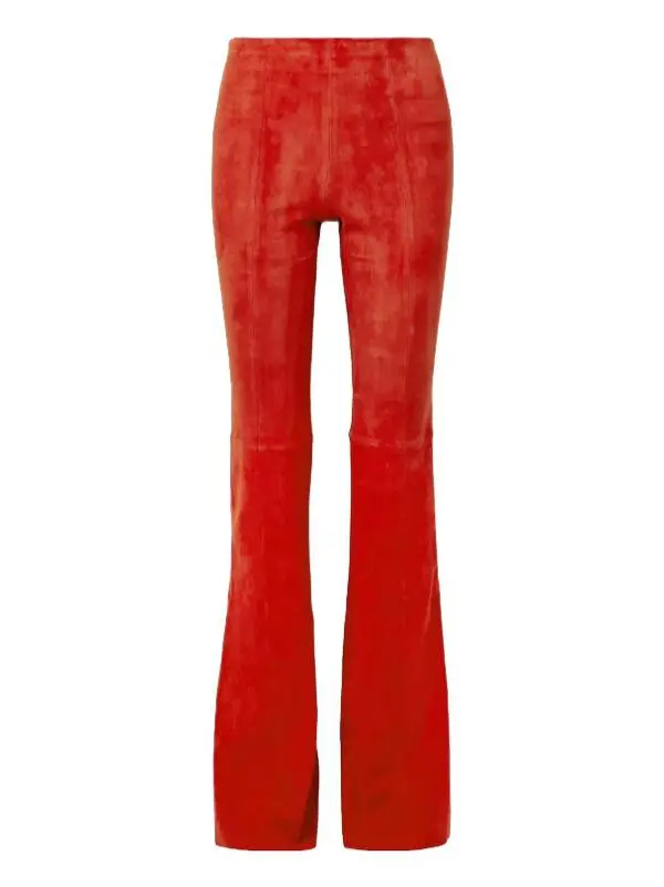 Stouls Suede Flare Pants - Red