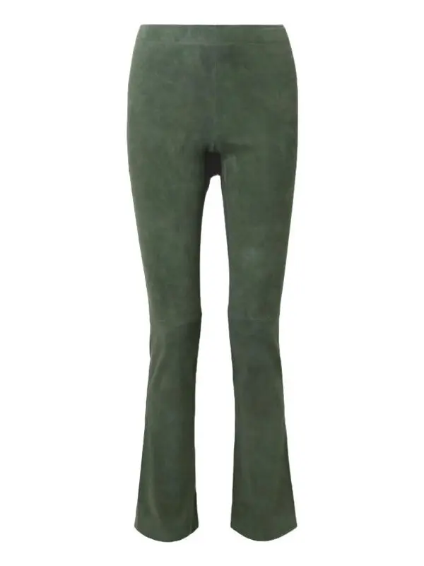 Stouls Paneled Suede Flared Pants - Green