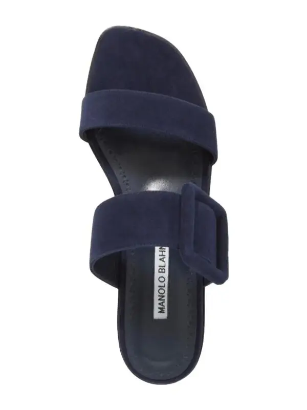 Manolo Blahnik Buckled Suede Sandals - Black