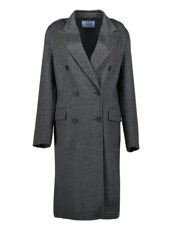 Prada Double-breasted Cashwool Coat - Dark Gray