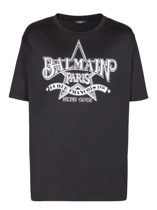 Balmain Star Printed Crewneck T-shirt - Black