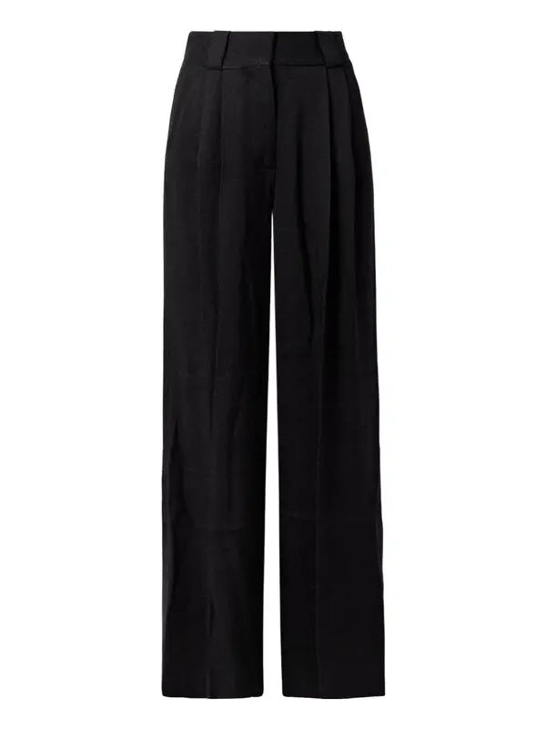 BLAZÉ MILANO Pleated Crepe Straight-leg Pants - Black