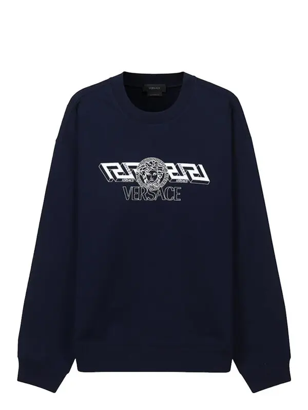 Versace Logo Print Crew Neck Jumper - Black