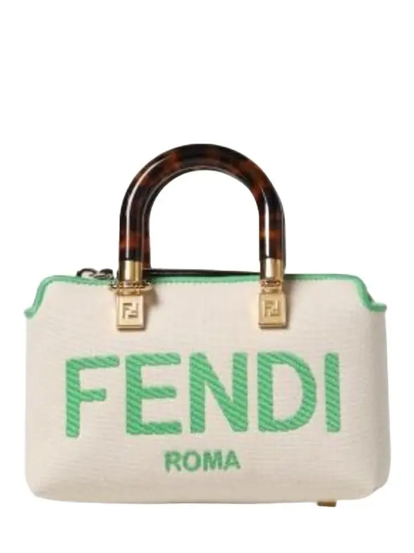Fendi Logo Canvas Shoulder Bag - White