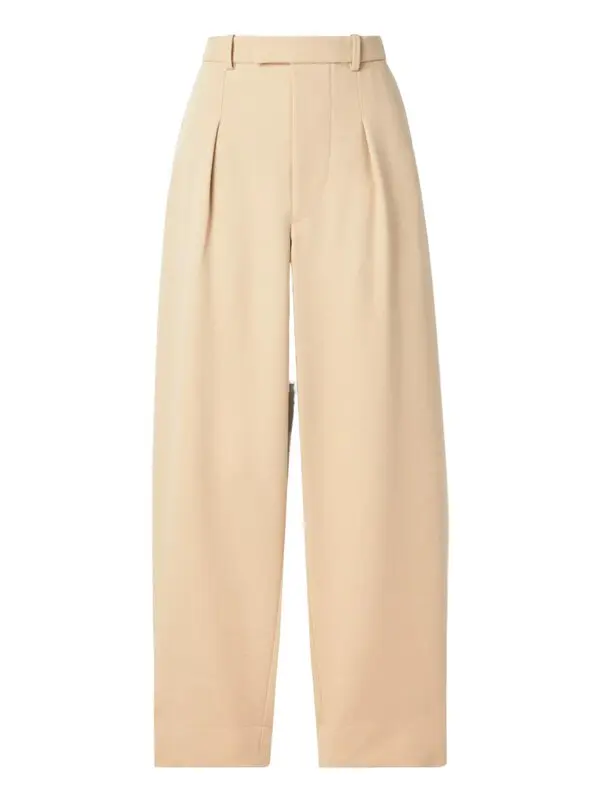 Wardrobe.NYC Pleated Wide-leg Casual Pants - Nude