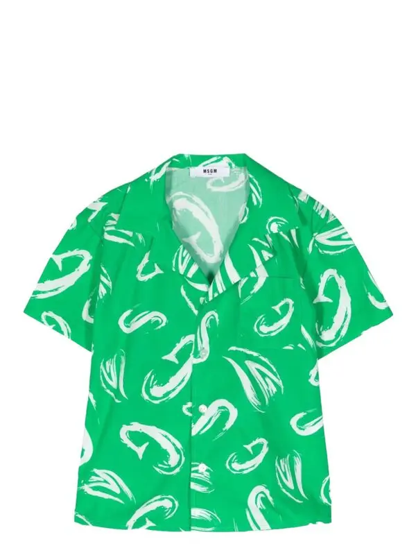 MSGM Logo-print Poplin Shirt - Green