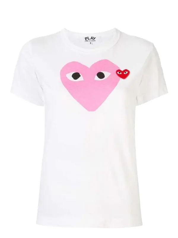 Play Comme Des Garcon Logo-patch Cotton T-shirt - White