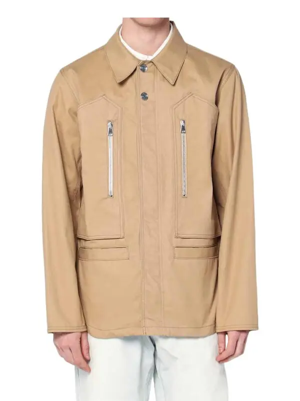NAMACHEKO Overshirt With Zip And Welt Pockets - Beige