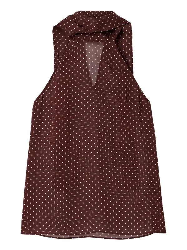 NILI LOTAN Polka Dot Halter Neck Vest - Brown