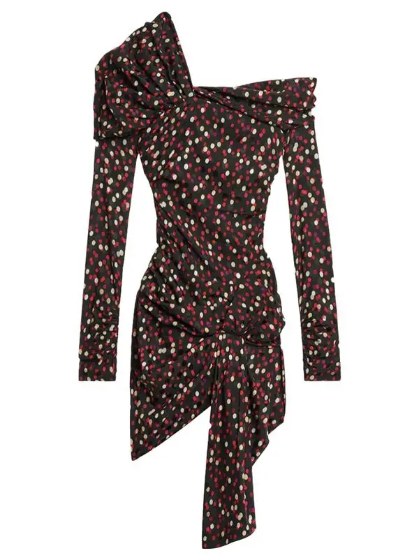 Isabel Marant Étoile Polka Dot Draped Off-the-shoulder Dress - Black-red