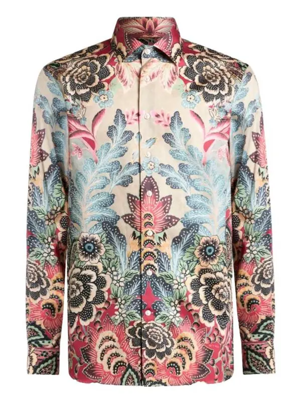 Etro Cotton Shirt With Placed Print - Multicolor
