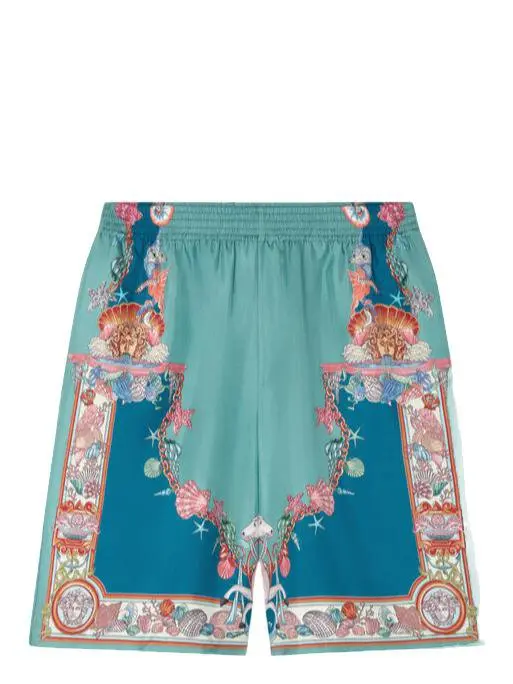 Versace Coral Theatre Print Elastic-waist Shorts - Multicolor