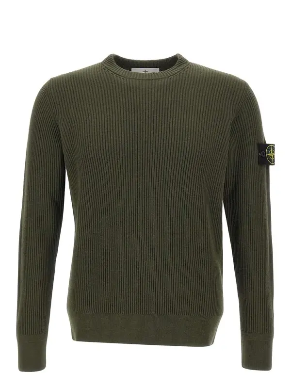 Stone Island 5100053 Ribbed-knit Crew-neck Sweater - Military Green