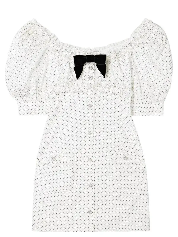 Alessandra Rich Short-sleeved Mini Dress With Ruffles And Bow Detail - White
