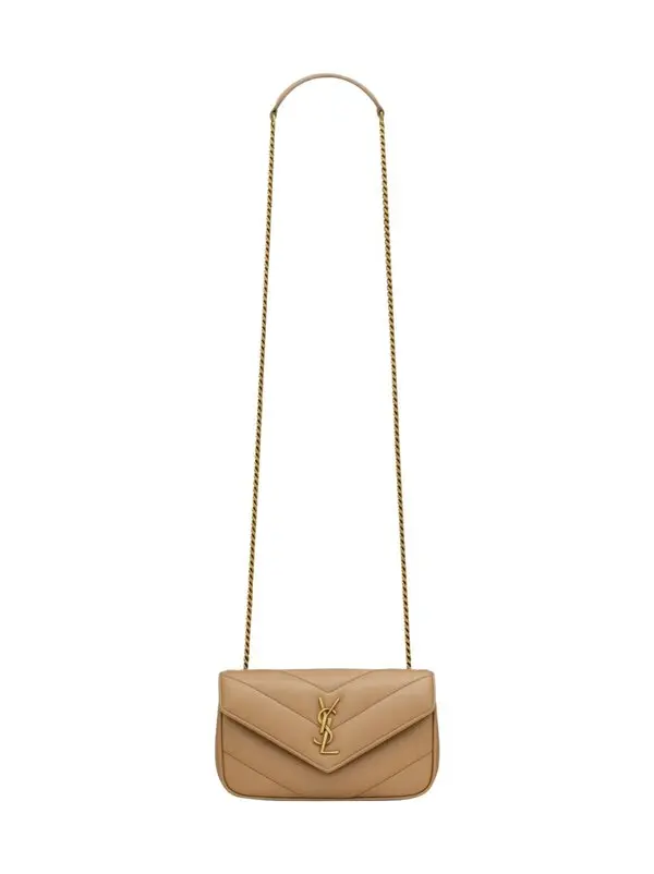 Saint Laurent Loulou Logo Plaque Mini Shoulder Bag - Brown