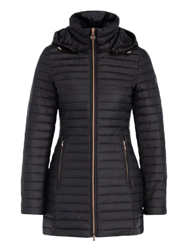 EA7 Quilted Down Jacket With Logo Detail - Black