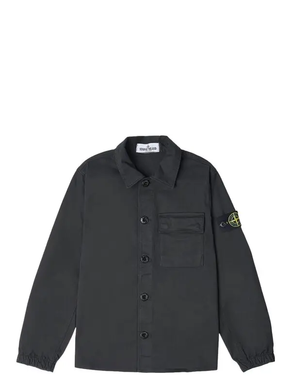Stone Island Logo Patch Long Sleeve Shirt - Charcoal-grey