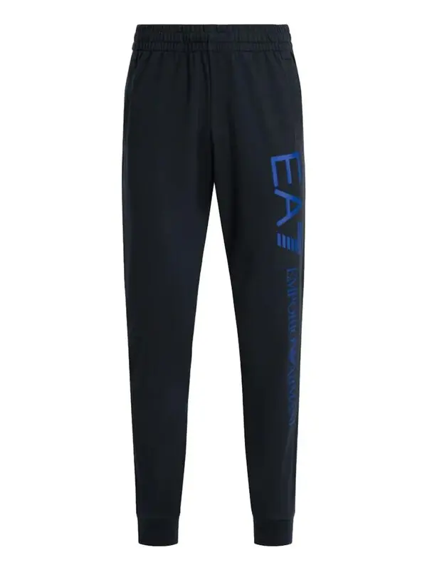 EA7 Navy Blue Logo Printed Sweatpants - Black