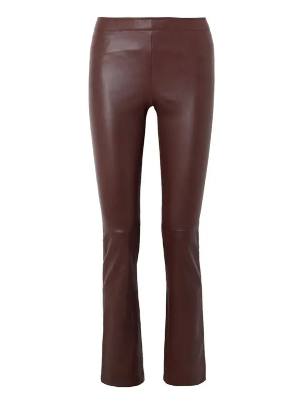 Stouls Paneled Leather Flare Pants - Red