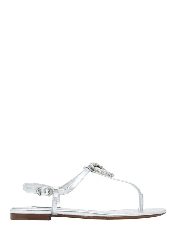Dolce & Gabbana Metallic Strap Sandals - Silver