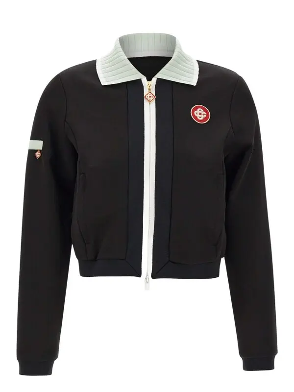 Casablanca High-collar Zip-up Jacket With Embroidered Logo - Black