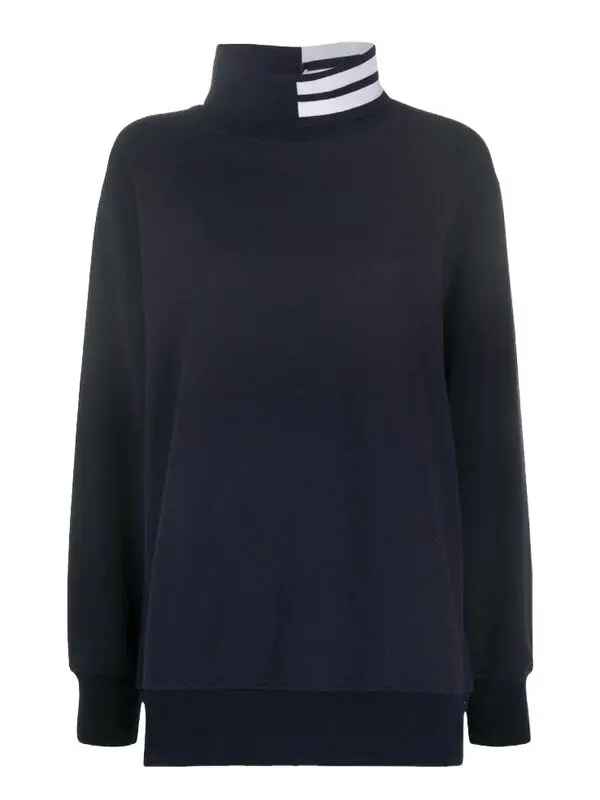 Thom Browne Four-bar Stripe Intarsia High-neck Sweatshirt - Navy Blue