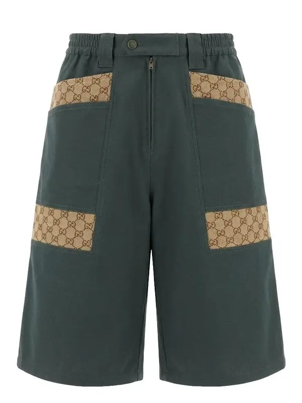 Gucci Logo Print Bermuda Shorts - Gray