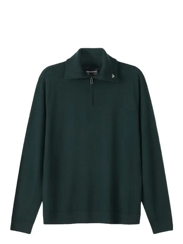 Emporio Armani Long-sleeved Quarter Zip Sweater - Green