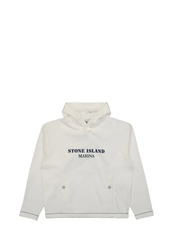 Stone Island Long Sleeve Hoodie With Printed Logo - White