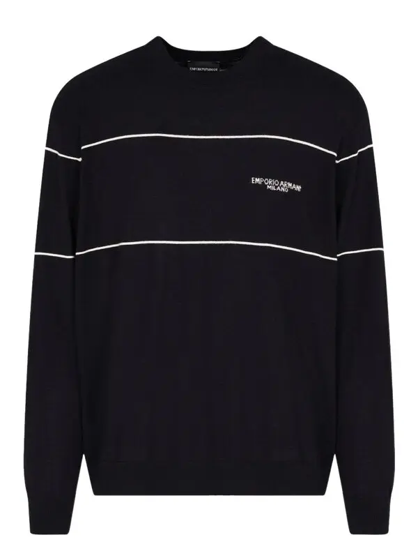 Emporio Armani Striped Wool Sweater - Blue